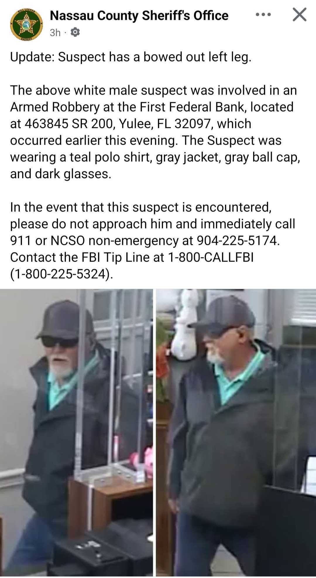 NCSO seeks suspect in robbery | News-Leader, Fernandina Beach Florida